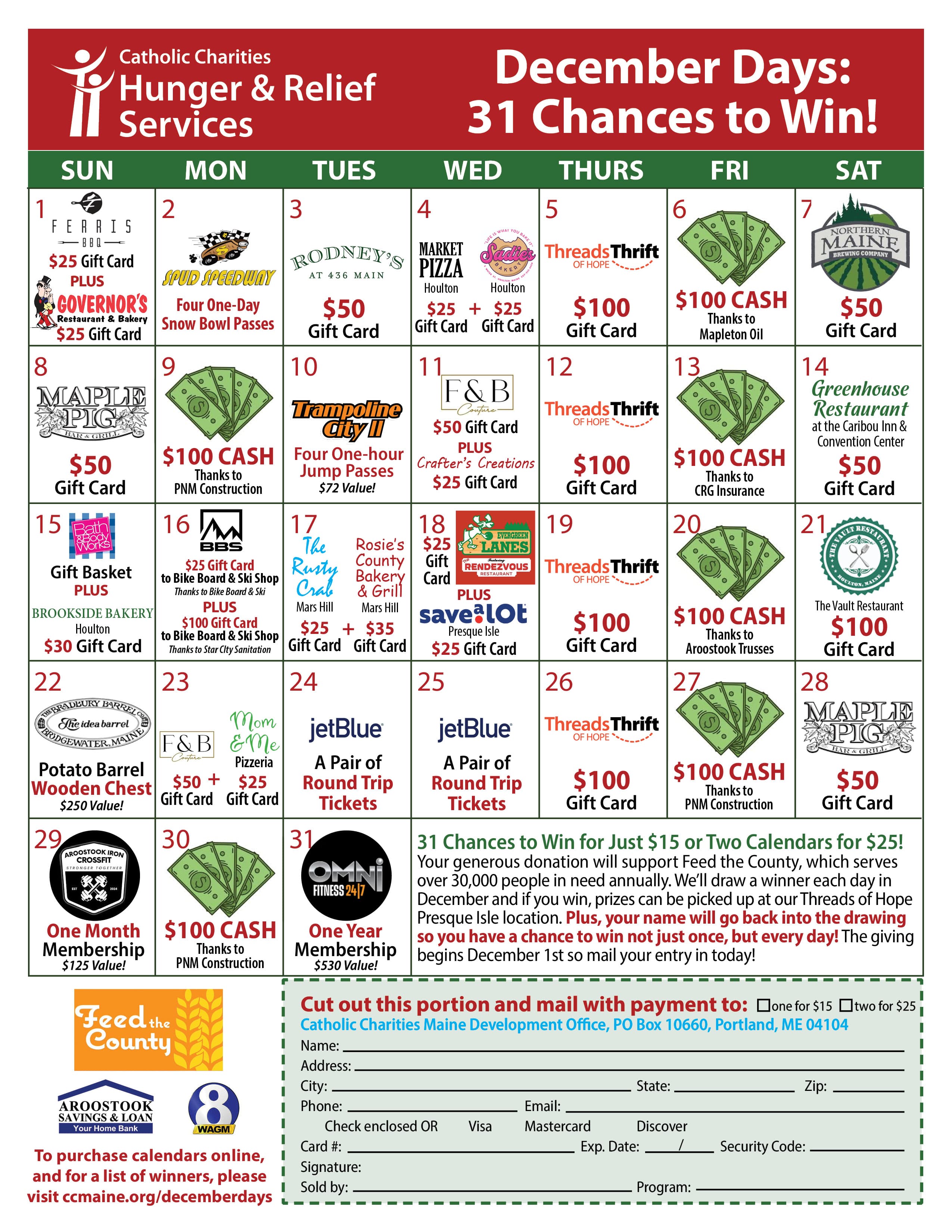 December Days Fundraising Calendar | Catholic Charities of Maine